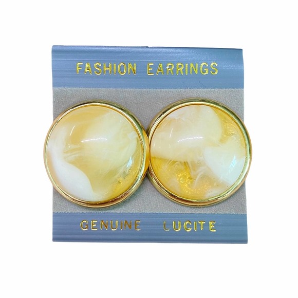 Vintage | Jewelry | Vintage Genuine Lucite Yellowgold Stud Earrings ...